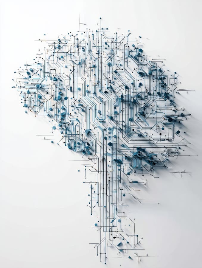 Minimal Brain Icon Crafted from Interlinked Circuits Symbolizes the ...