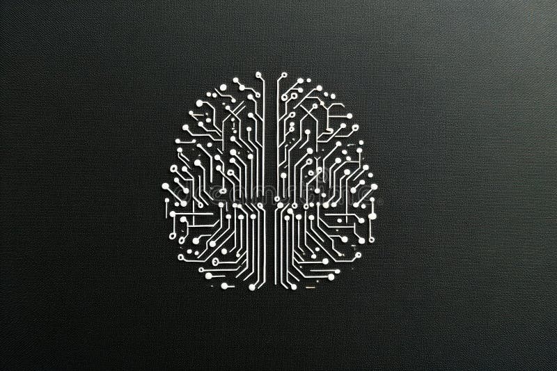 Minimal Brain Icon Crafted from Tiny Interconnected Circuits Symbolizes ...