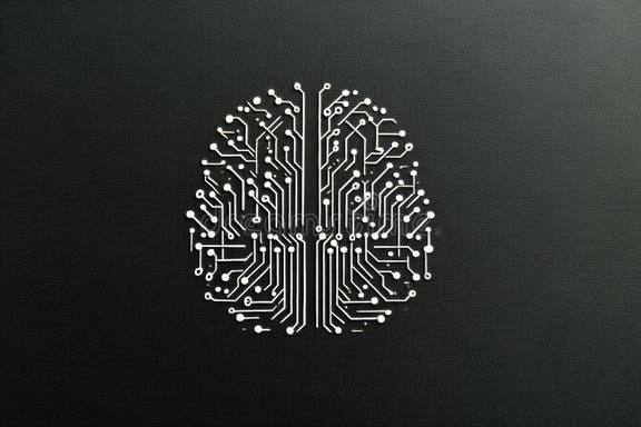 Minimal Brain Icon Crafted from Tiny Interconnected Circuits Symbolizes ...