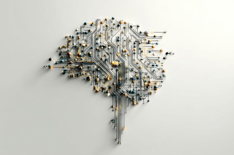 Minimal Brain Icon Created with Tiny Connected Circuits Representing ...