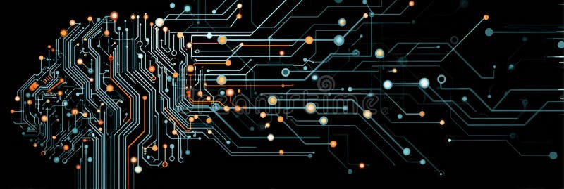 Minimal Brain Icon Created from Tiny Connected Circuits Showcasing a ...