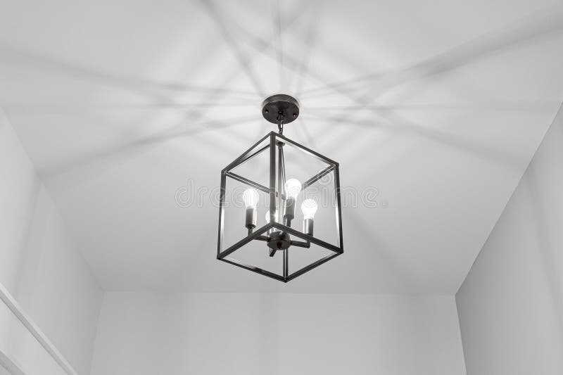 Minimal Bright Modern Light Fixture with Cube Shape Made of Metal Stock ...