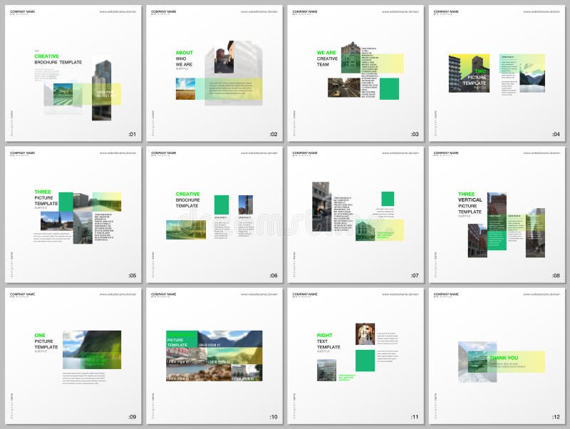 Minimal Brochure Templates with Green Color Rectangles, Rectangular ...