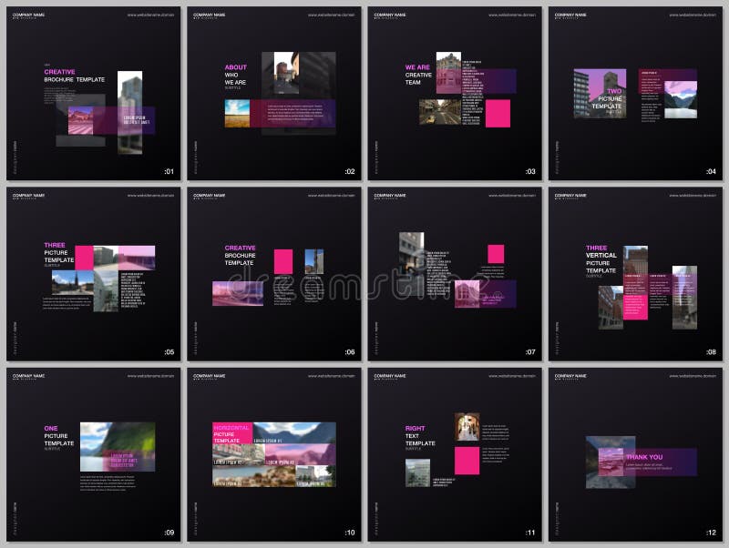 Minimal Brochure Templates with Pink Color Rectangles, Rectangular ...