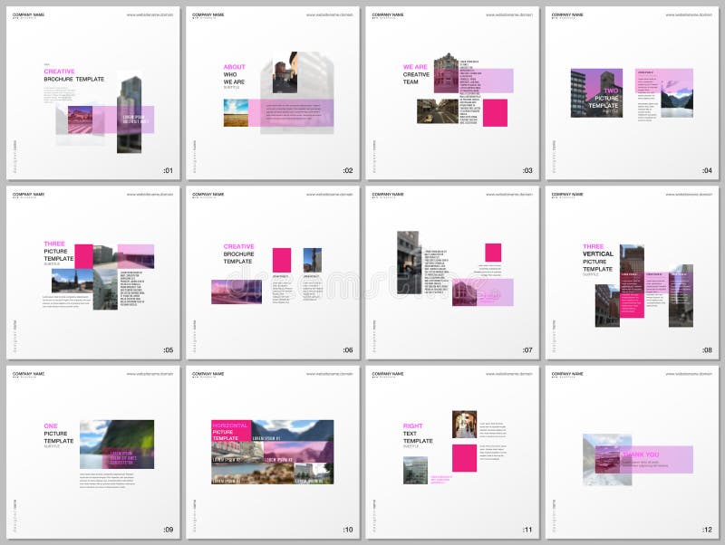 Minimal Brochure Templates with Pink Color Rectangles, Rectangular ...
