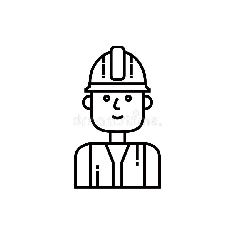 Line Art Construction Worker Icon Stock Vector - Illustration of ...
