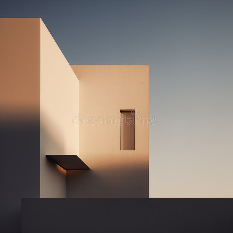 Minimal Building with Light, for Abstract Background. Stock ...