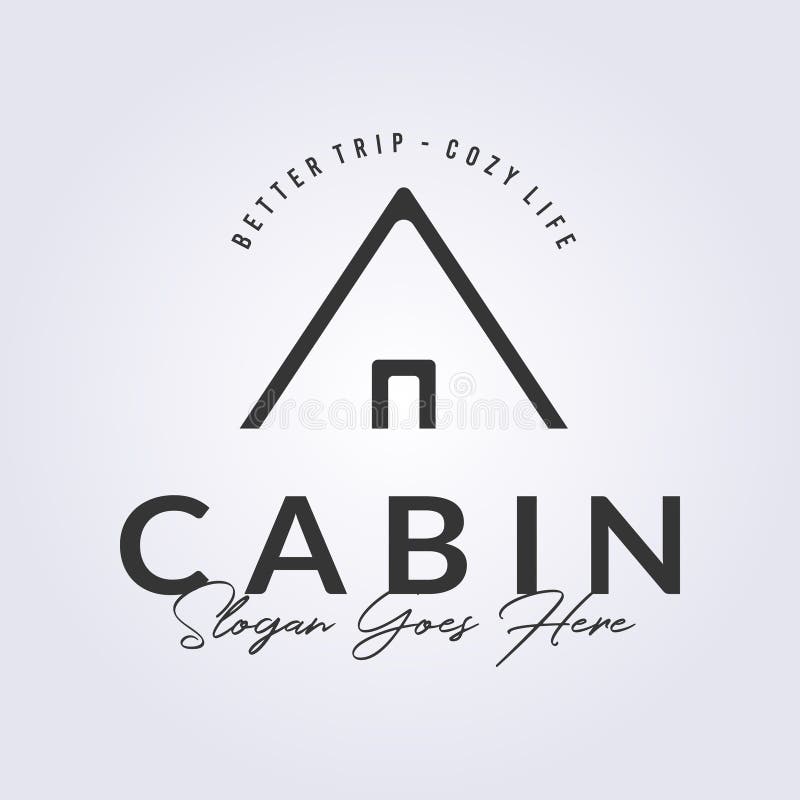 Minimal Cabin Logo, Outline Log Cottage Icon Symbol Vector Illustration ...