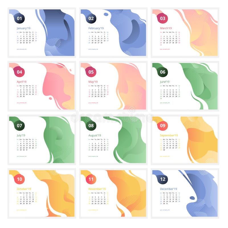 Minimal Calendar Design 2019 Stock Vector - Illustration of date ...