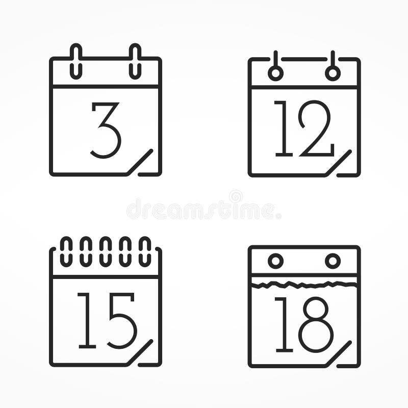 Set of Calendar Icons with the Dates of the Month. a Set of Sheets of a ...