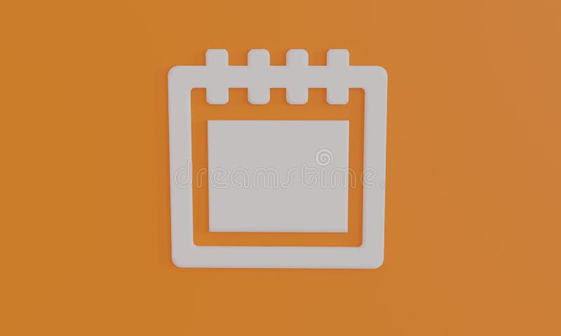 Minimal Calendar Symbol on Orange Background. 3D Illustration Stock ...