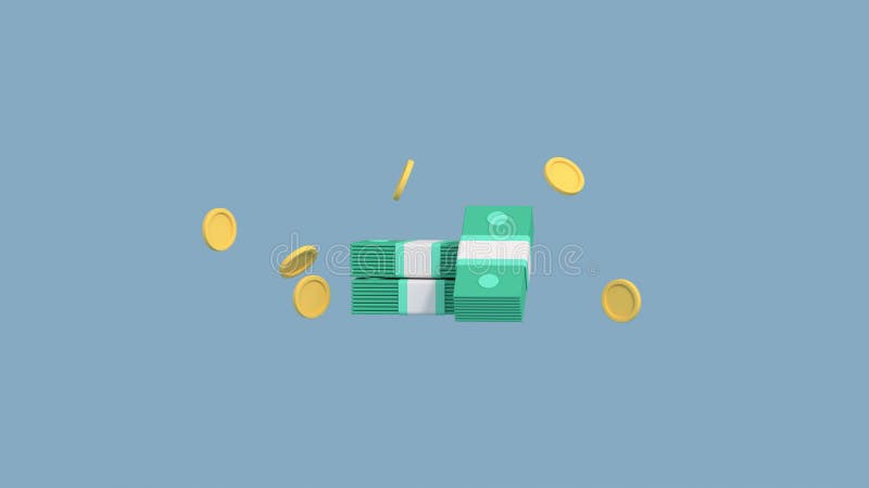 Minimal Cartoon Style Banknotes and Coins 3D Render Illustration Stock ...