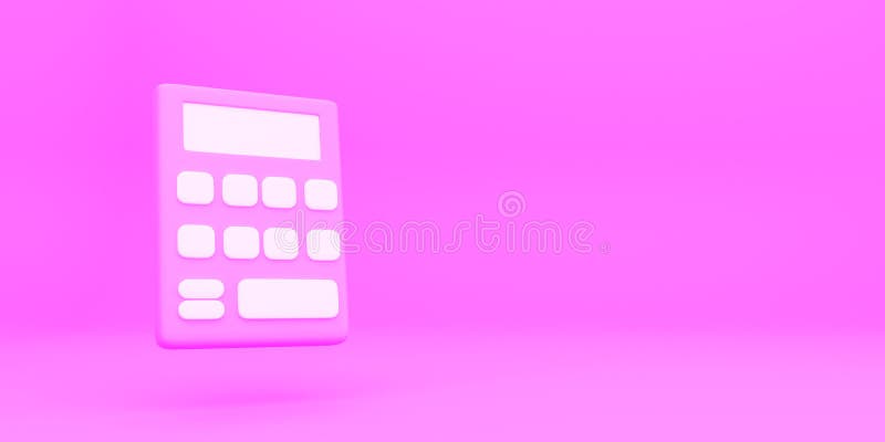 Minimal Cartoon Style Basic Calculator Isolated on Pink Background. 3d ...