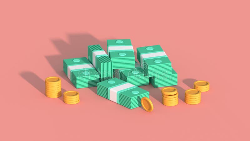 Minimal Cartoon Style Money 3D Render Illustration Stock Illustration ...