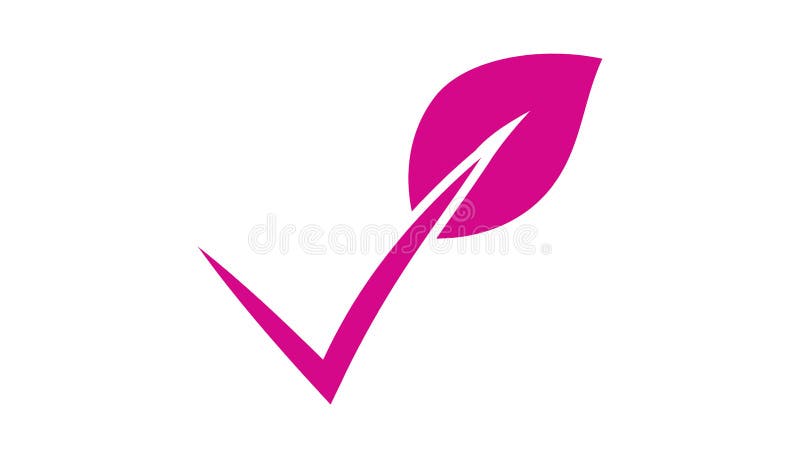 Magenta Check Mark with Leaf Design Symbolizing Eco-Friendly Approval ...