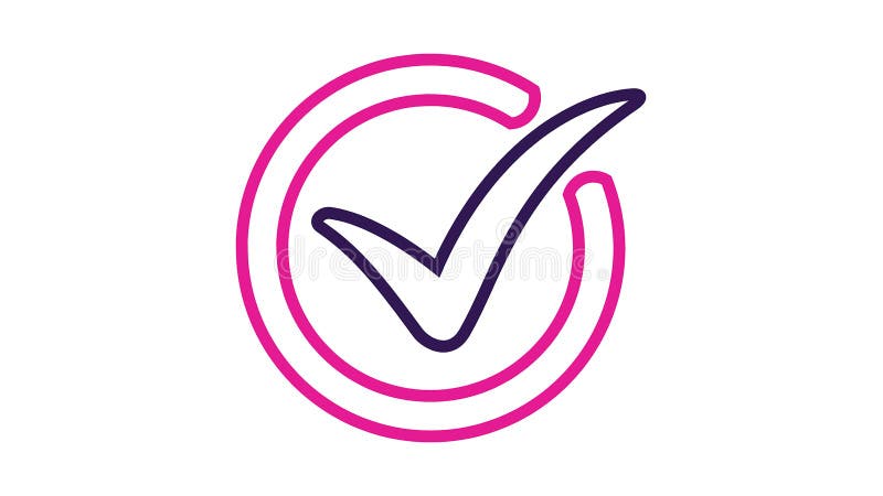 Black Check Mark Inside Broken Pink Circle – Minimalist Modern Approval ...