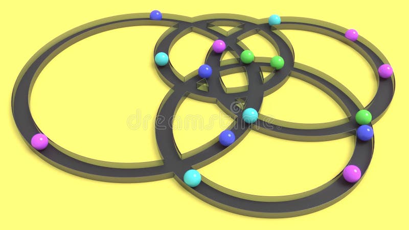 Minimal Circle Track Color Spheres Intro 3d Stock Illustration ...