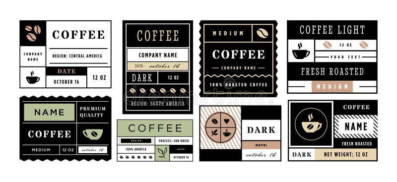Minimal Coffee Label Template. Vintage Sticker Layout for Ground Coffee ...