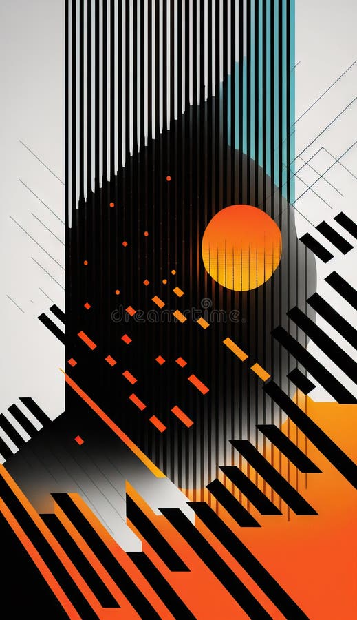 Minimal Color Abstraction Geometric Poster Design on Black. Generative ...
