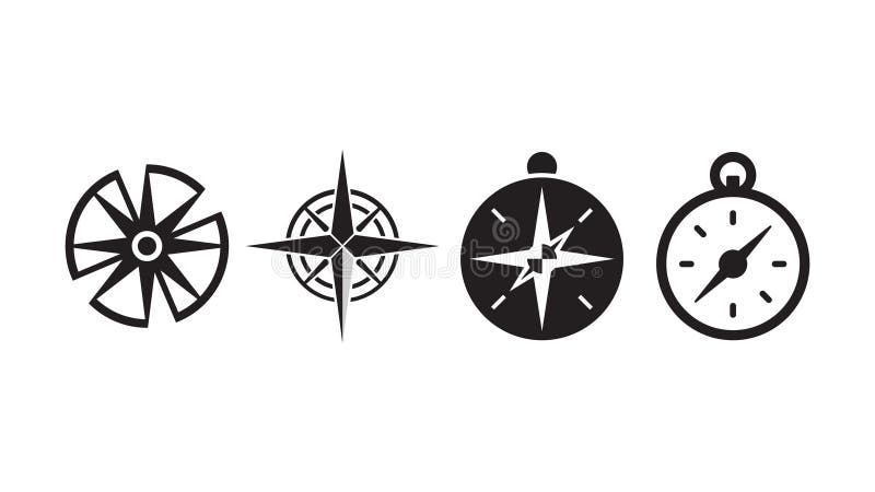 Minimal Compass Vector Icons Set. Navigation, Direction, and ...