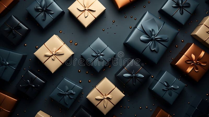 Minimal Composition Background of Dark Christmas Gift Box. Stock ...