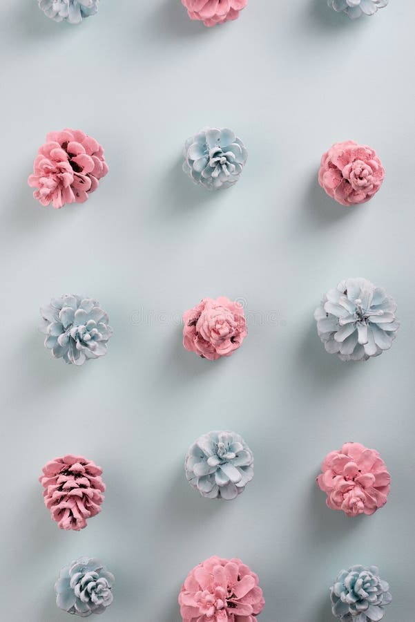 Minimal Composition Christmas Pattern Christmas Cones Painted Pink Blue ...