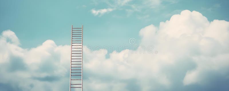 A Minimal Composition Featuring a Step Ladder Reaching Towards Clouds ...