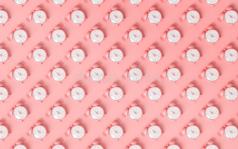 Minimal Composition Pattern Background of Alarm Clock Lay Down on Pink ...