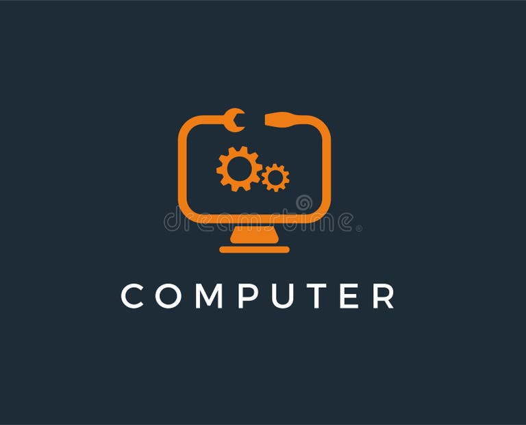 Minimal Computer Repair Logo Template - Vector Illustration Stock ...