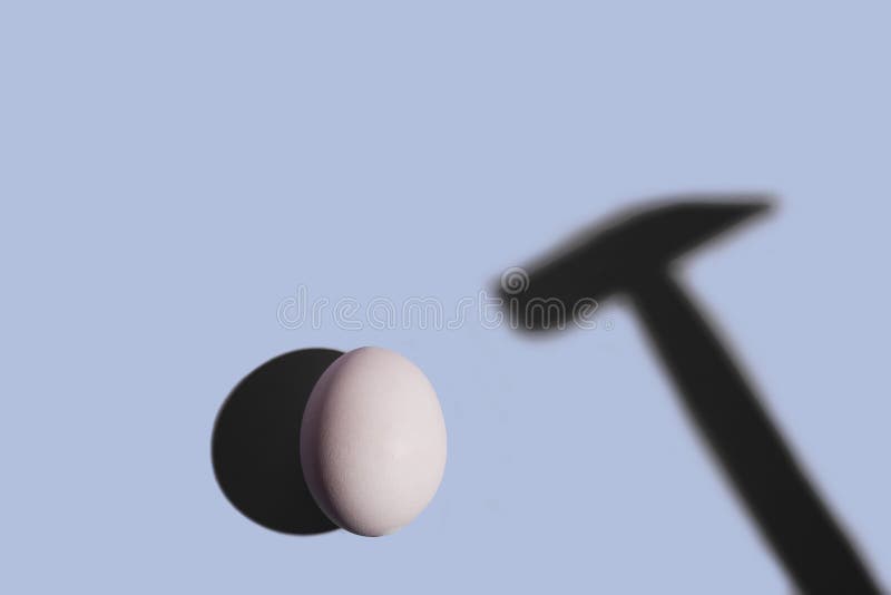 Minimal Concept with an Egg and a Hammer Shadow Stock Image - Image of ...
