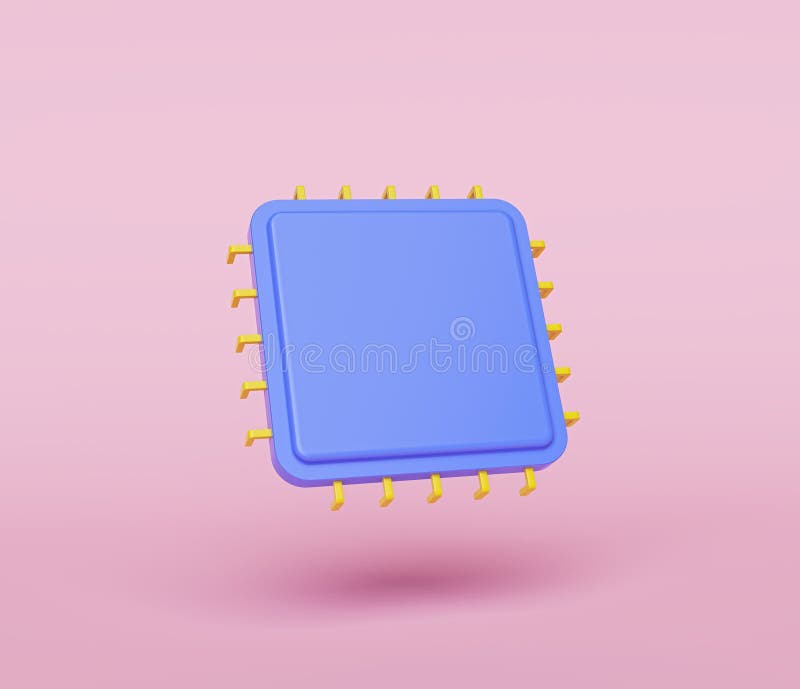 Minimal Concept. Tech Computer Chip. 3d Rendering Stock Illustration ...