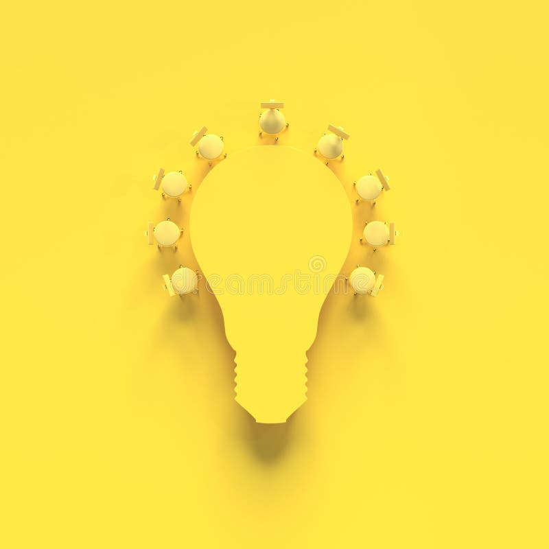 Minimal Concept, Work Desk Top View Table Bulb Shape Stock Illustration ...