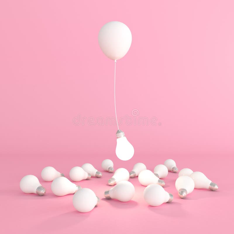 Minimal Conceptual Idea of Light Bulb and Floating Balloon Around the ...