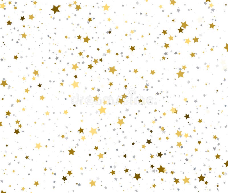 Minimal Confetti Stars in Gold and Silver on White Surface. Stock ...