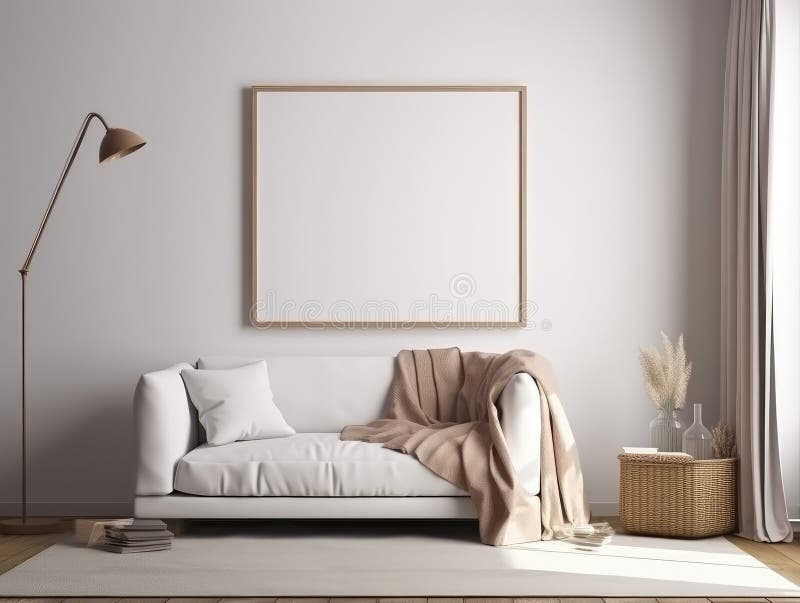 Minimal Cozy Living Room with Mock Up Frame. Generative AI Stock ...