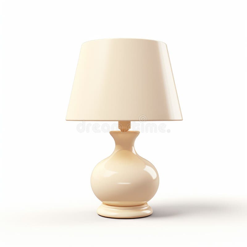 Minimal Cream Table Lamp with Beige Shade - Realistic Rendering and ...