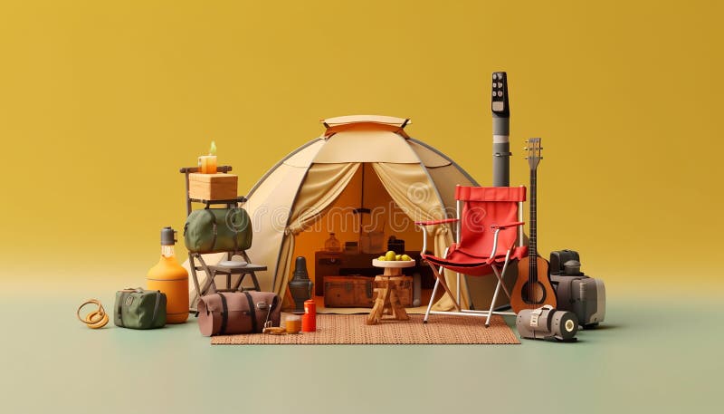 Minimal Creative Camp Objects. Realistic Miniature Concept Created with ...