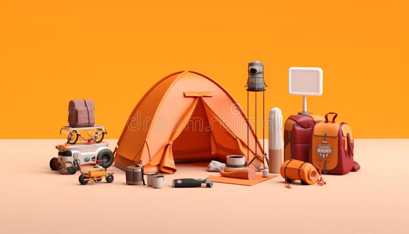 Minimal Creative Camp Objects. Realistic Miniature Concept Created with ...