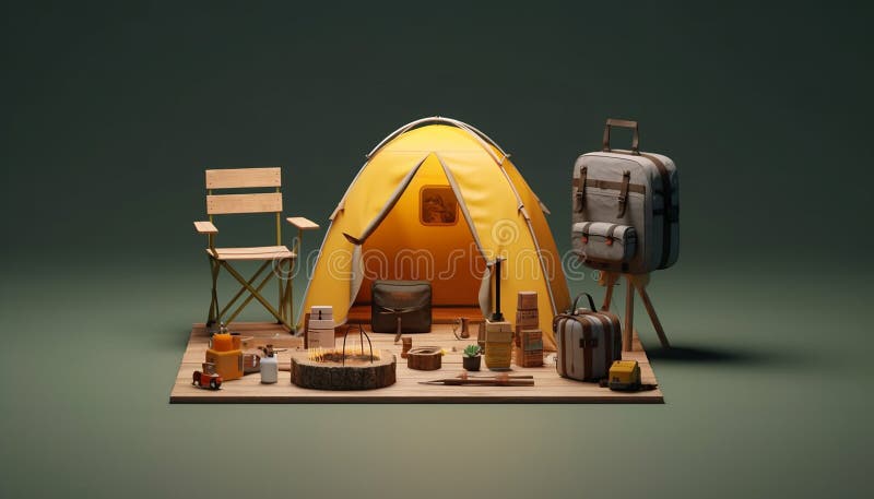 Minimal Creative Camp Objects. Realistic Miniature Concept Created with ...
