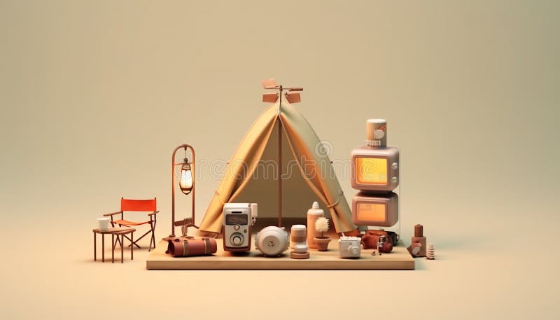 Minimal Creative Camp Objects. Realistic Miniature Concept Created with ...