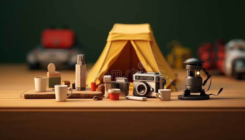 Minimal Creative Camp Objects. Realistic Miniature Concept Created with ...