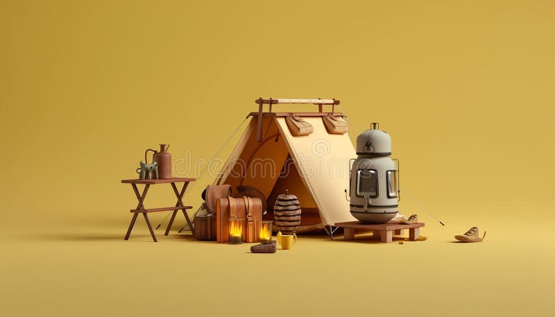 Minimal Creative Camp Objects. Realistic Miniature Concept Created with ...