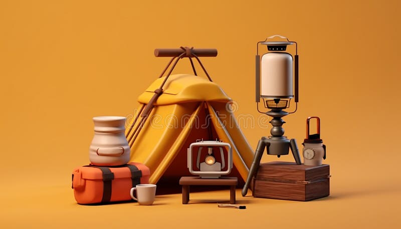 Minimal Creative Camp Objects. Realistic Miniature Concept Created with ...