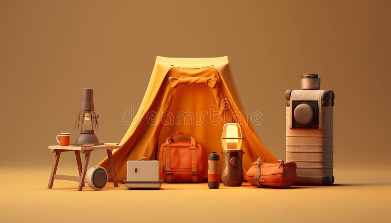 Minimal Creative Camp Objects. Realistic Miniature Concept Created with ...