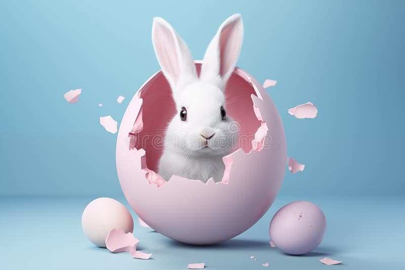 Minimal Creative Pastel Easter Concept, Painted Pastel, Half Cracked ...