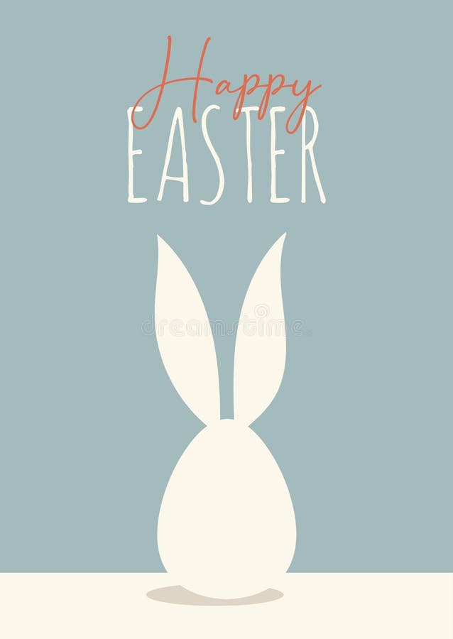 Minimal Cute Easter Bunny Background Design Stock Illustration ...