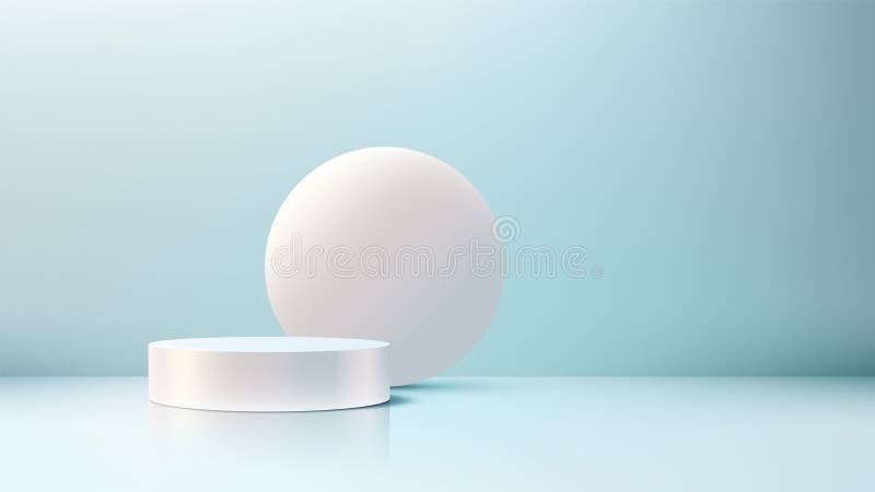 Minimal 3D Circular Podium and Circle on Light Blue Background for ...