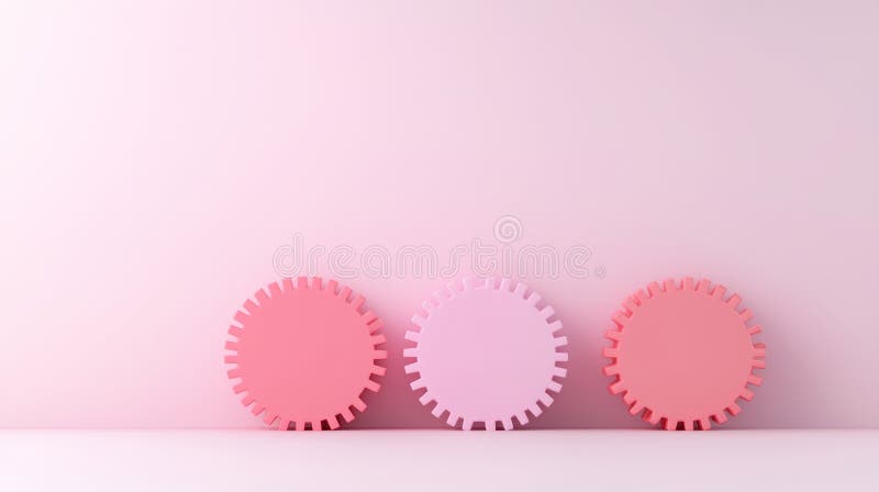 Minimal 3D Gear System in Pastel Colors for Modern Design and Creative ...