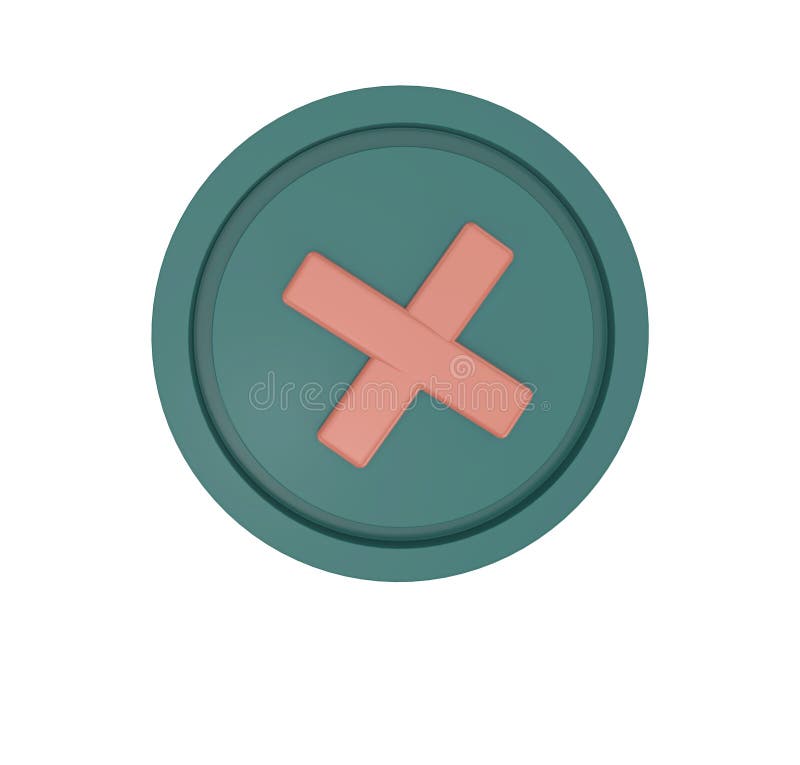 Minimal 3d Illustration Cross Check Mark Sign, Negative or Decline Sign ...