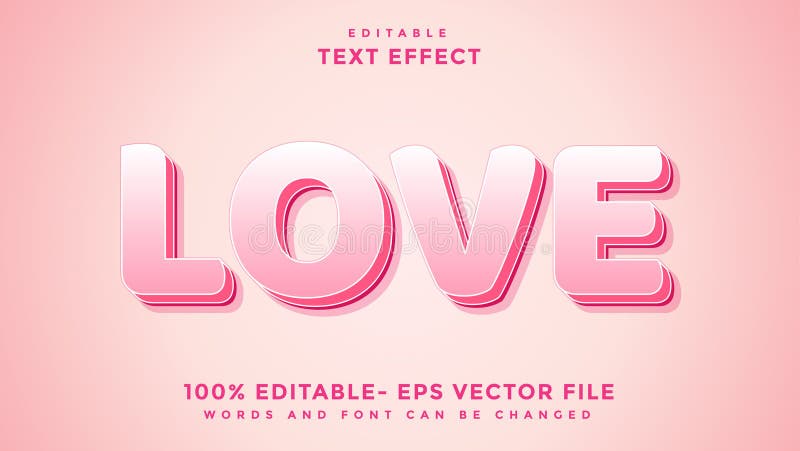 Minimal 3d Love Editable Text Effect Design, Effect Saved in Graphic ...
